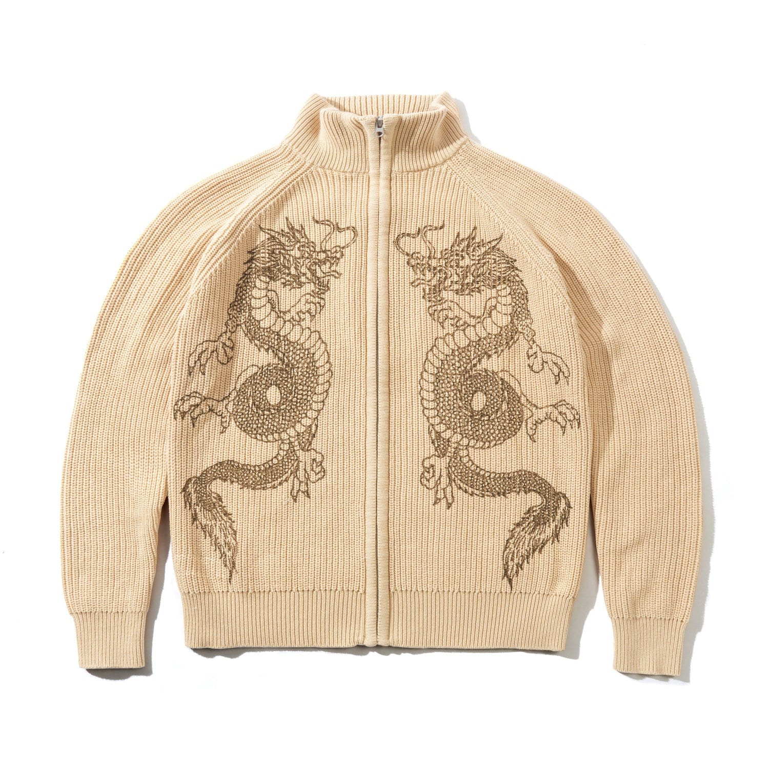 Butter Goods Dragon Zip-Thru Knit Sweater - Sand – Palm Isle Skateshop